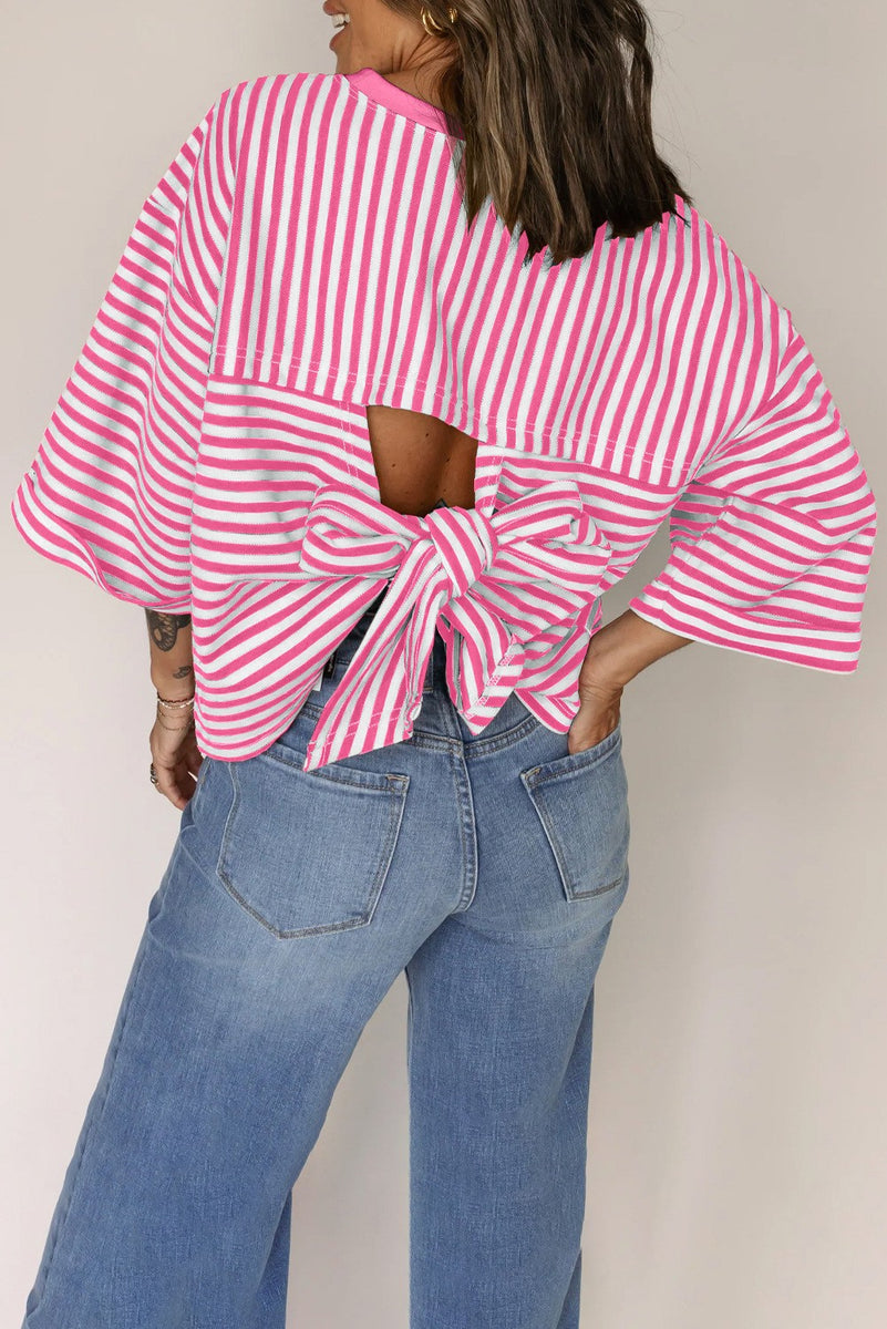 Striped Back Bow Top – Mainstream Boutique Hudson