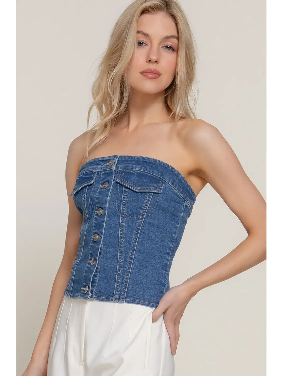 Stretch Denim Tube Top – Mainstream Boutique Hudson