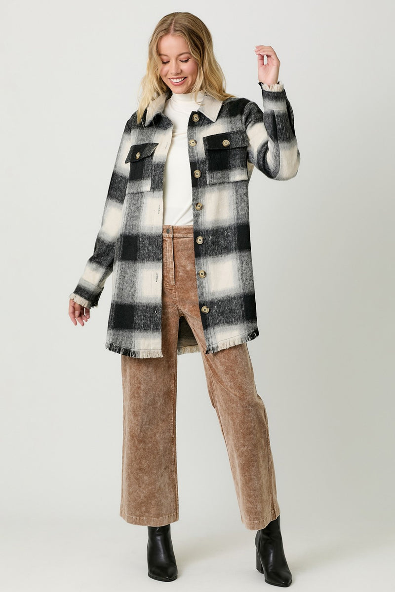 Fringe Detail Brushed Plaid Shacket – Mainstream Boutique Hudson